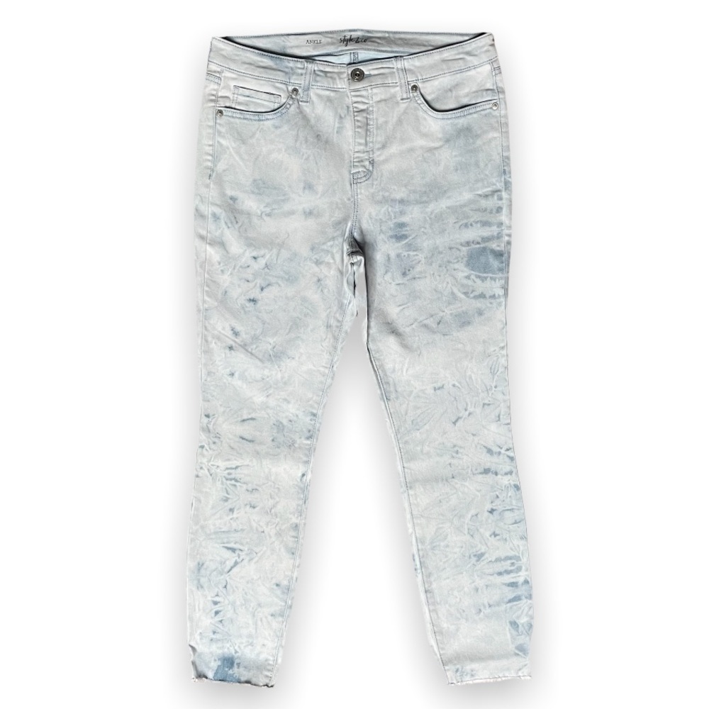 Style And Co 80s Acid Bleach Wash Ankle Jeans Raw Hem… - Gem